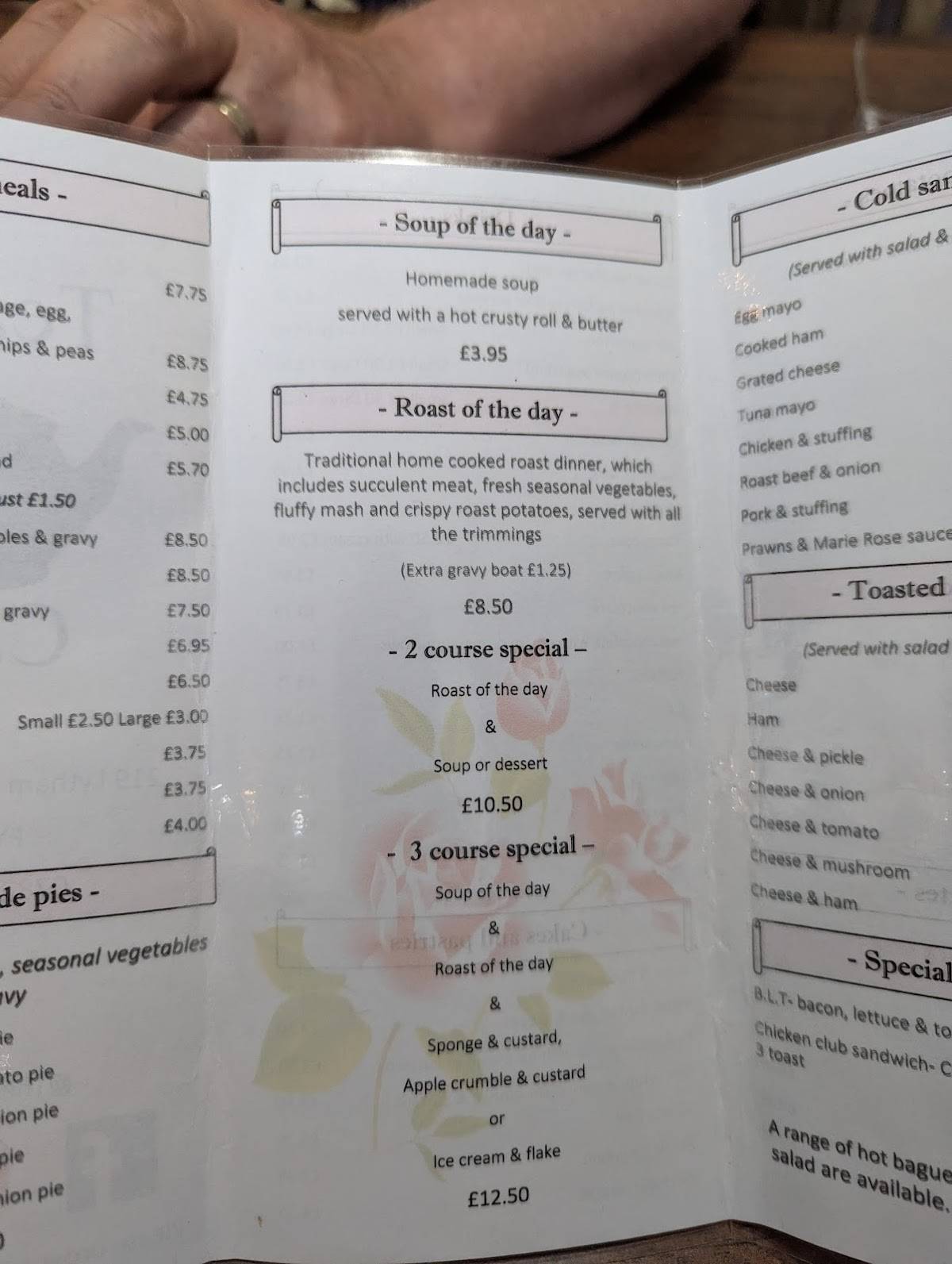 Menu at Teapot Café cafe, Blackpool