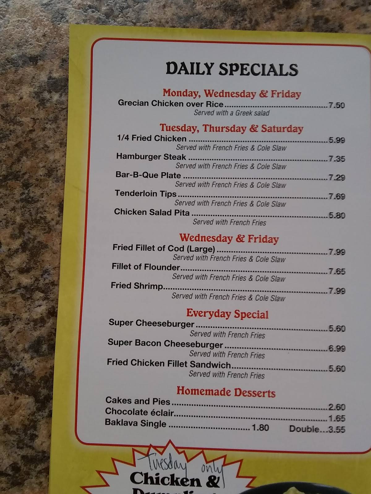 Menu at Ted's Restaurant, Charlotte, Monroe Rd G