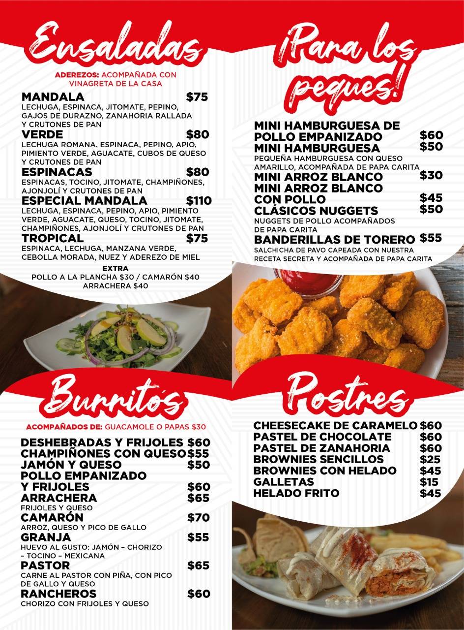 Carta de Mandala Restaurante & café Tepatitlán, Tepatitlán de Morelos