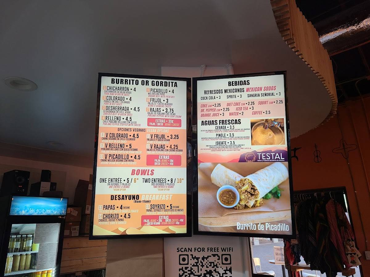 Carta del pub y bar Testal Mexican Kitchen, Phoenix