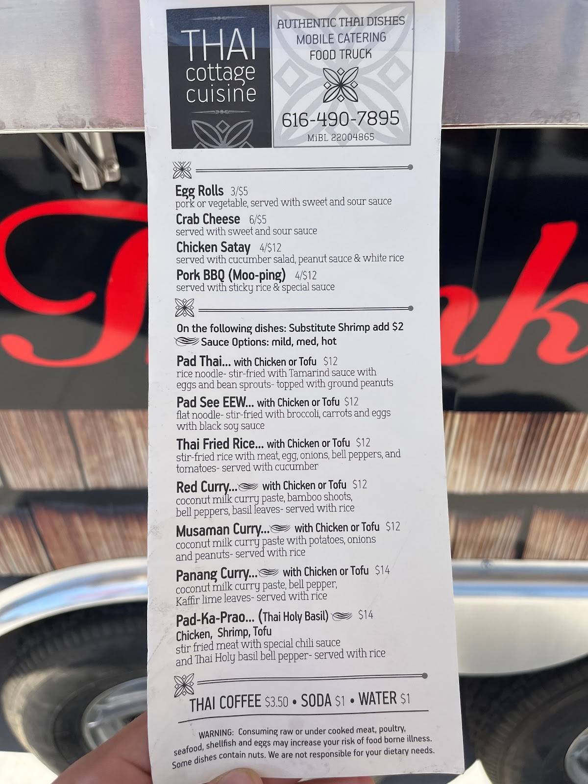 Menu at Thai Cottage Cuisine restaurant, Norton Shores