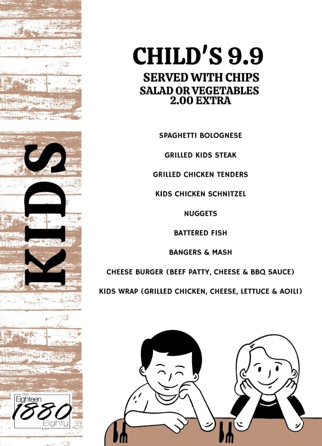 Menu at The 1880 Hotel pub & bar, Bathurst