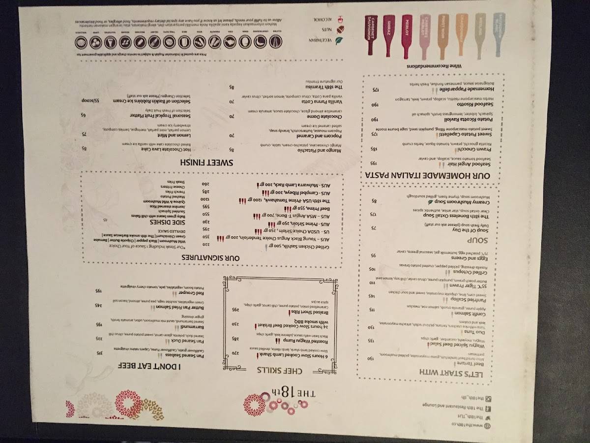 Menu at The 18th Restaurant and Lounge, Bandung