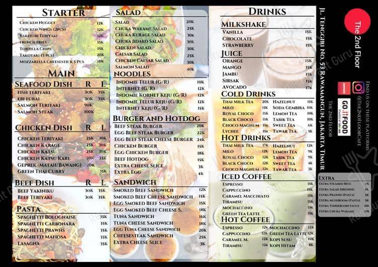 Menu at The 2nd Floor restaurant, East Jakarta