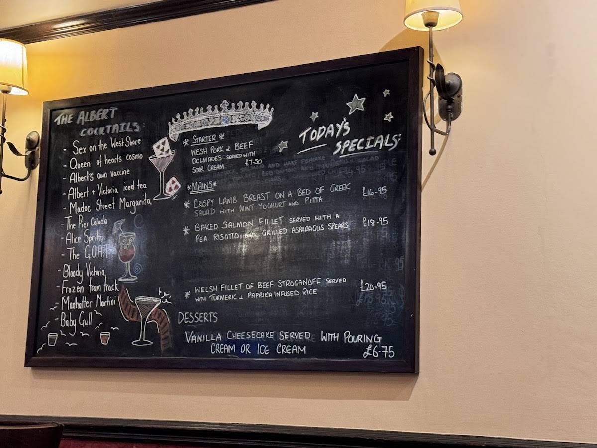 Menu at The Albert pub & bar, Llandudno