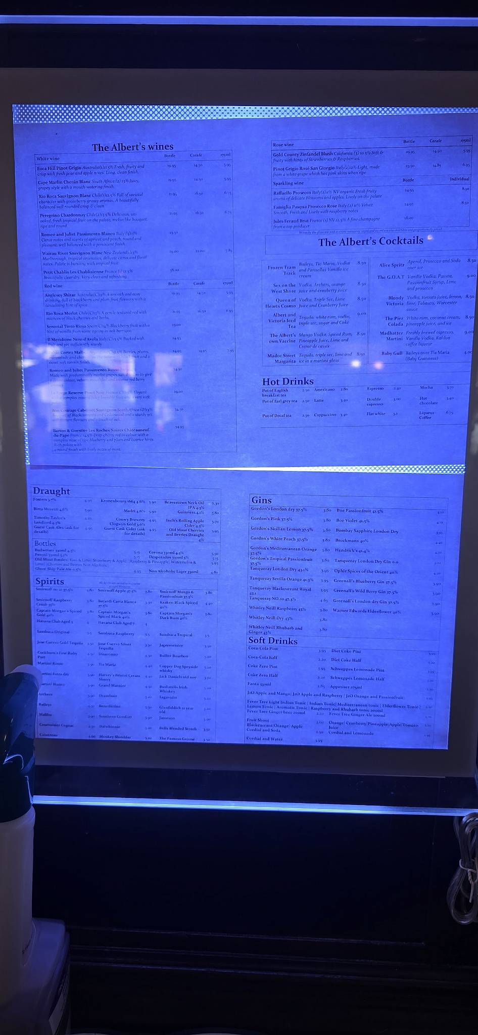 Menu at The Albert pub & bar, Llandudno