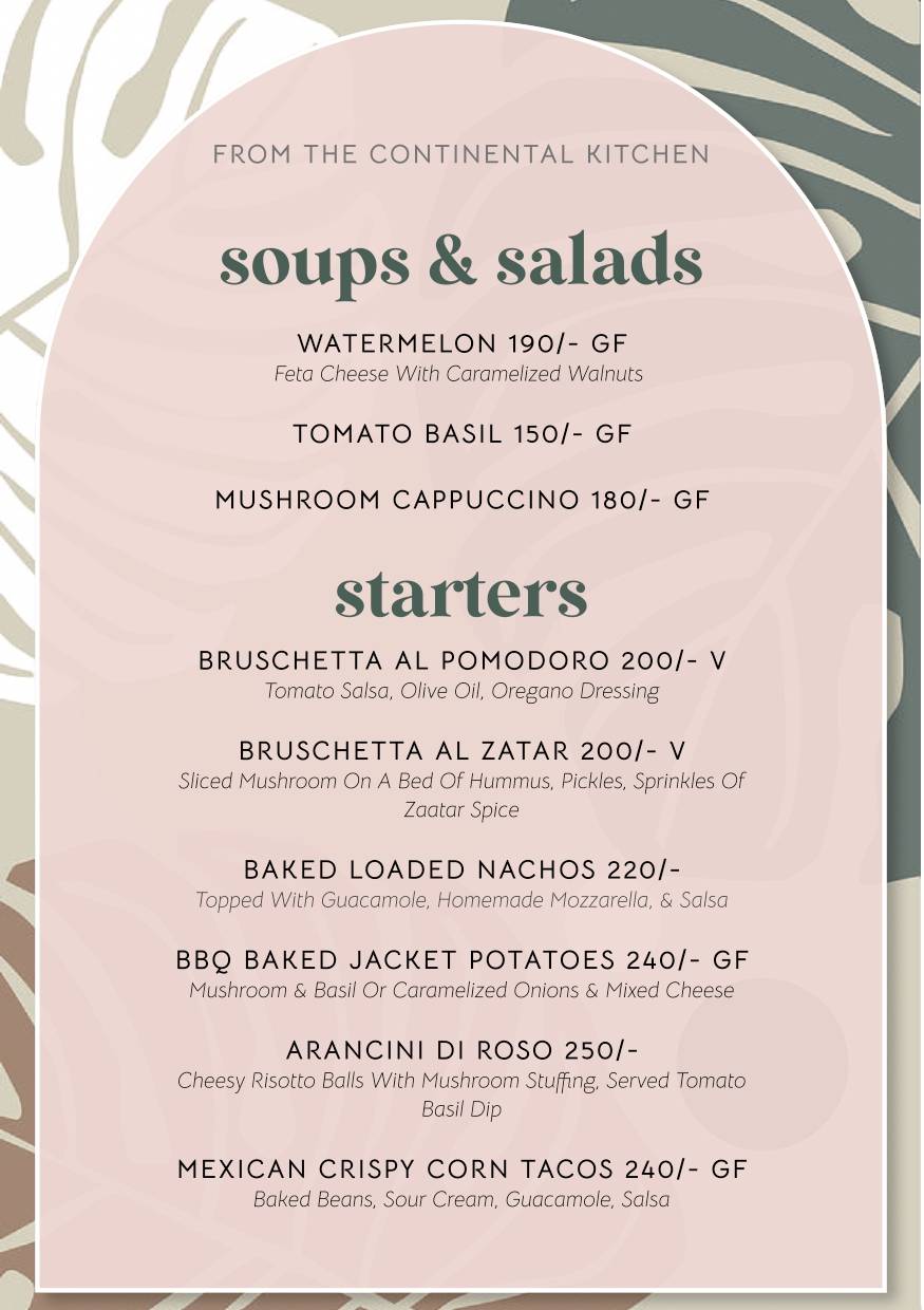 Menu at The Arches Cafe & Bakery, Rishikesh