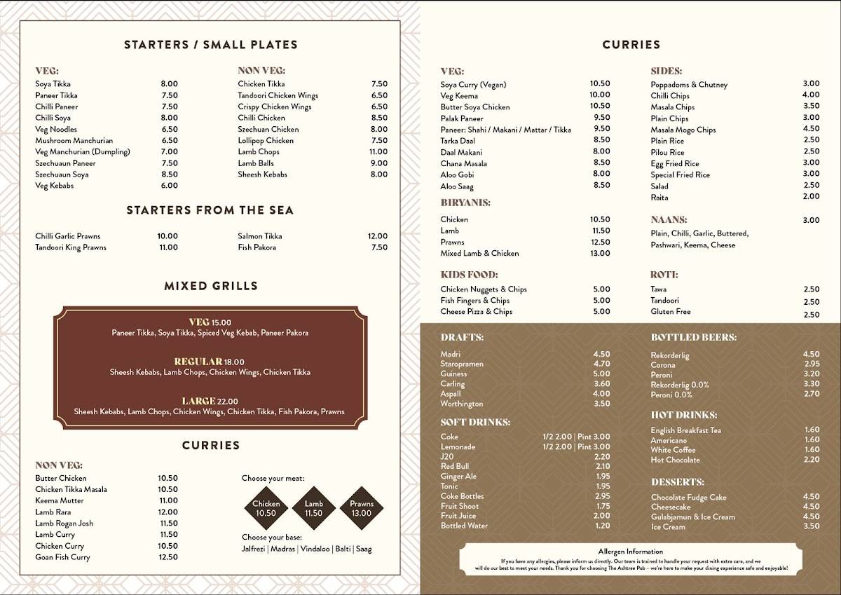 Menu at The Ash Tree Bar and Grill, Wolverhampton, Wolverhampton