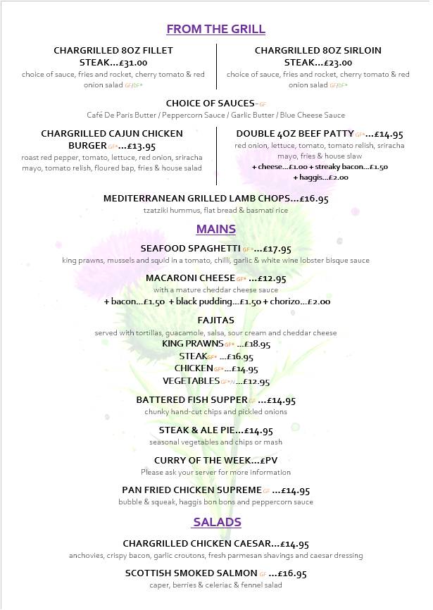 Menu at The Auldhouse Arms Bar, Glasgow