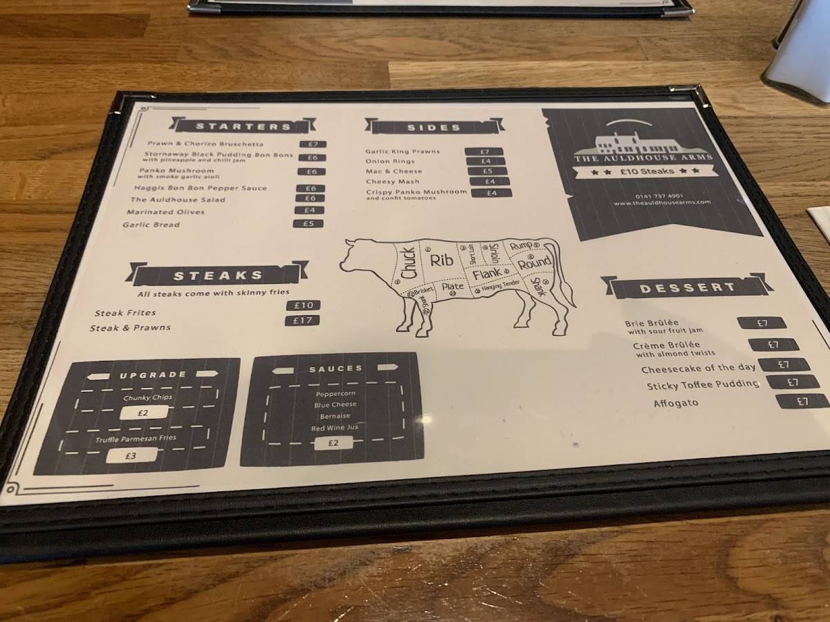 Menu at The Auldhouse Arms Bar, Glasgow