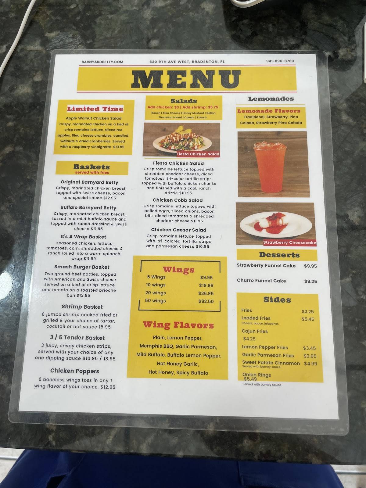 Menu at The Barnyard, Bradenton