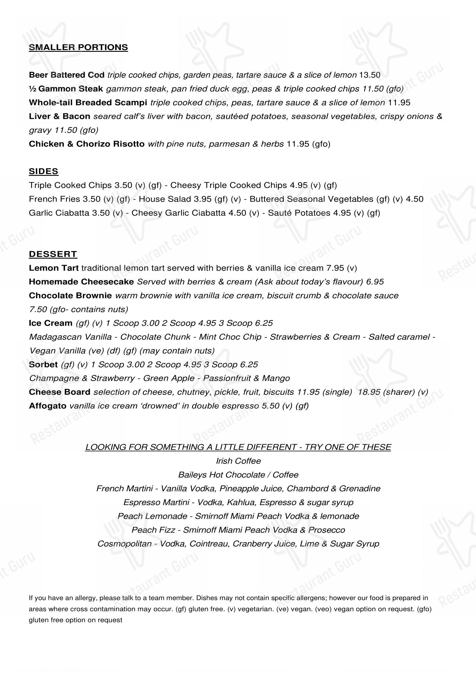 Menu at The Bear & Ragged Staff, Romsey pub & bar, Romsey