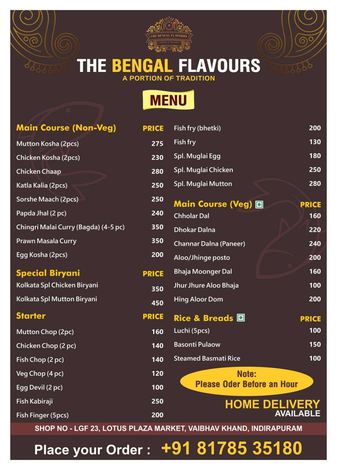 Menu at The Bengal Flavours, Ghaziabad