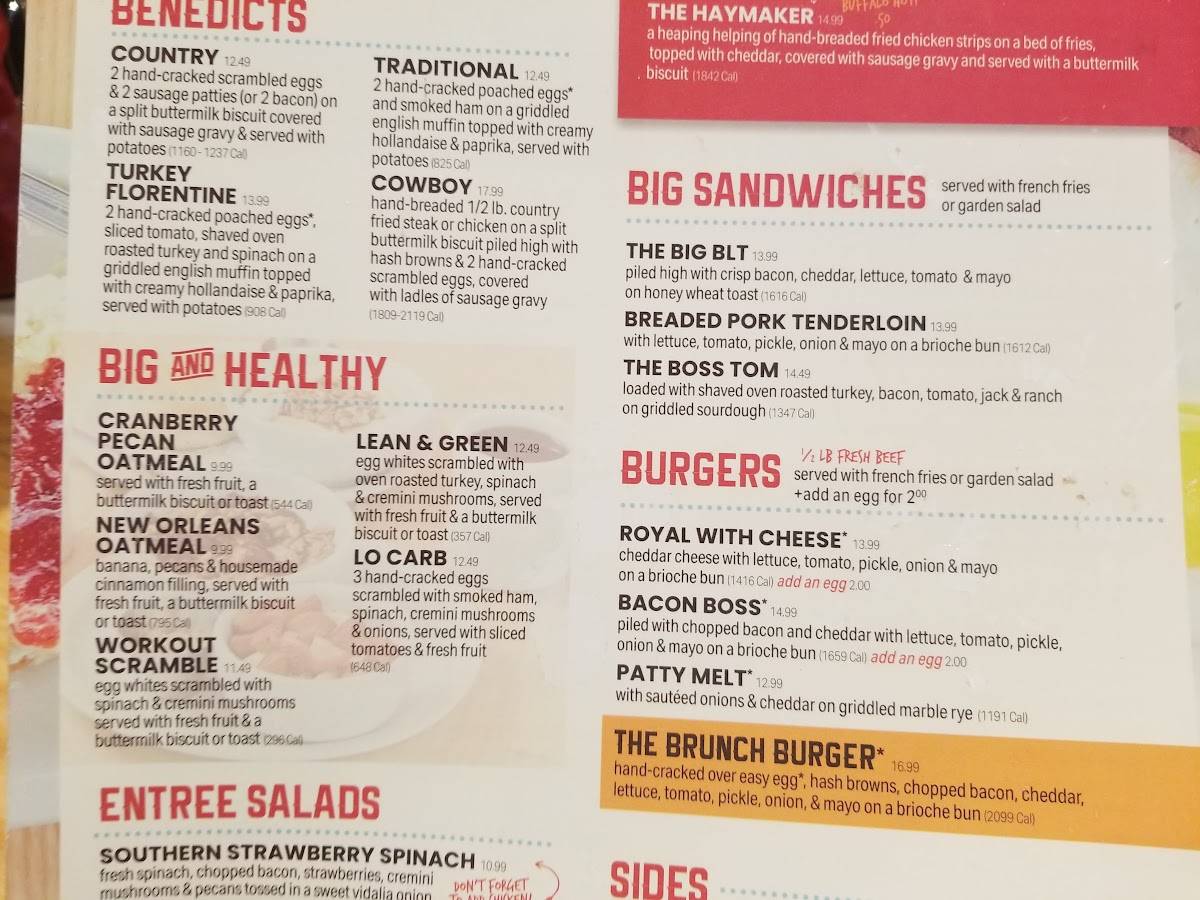 Menu at The Big Biscuit restaurant, Topeka