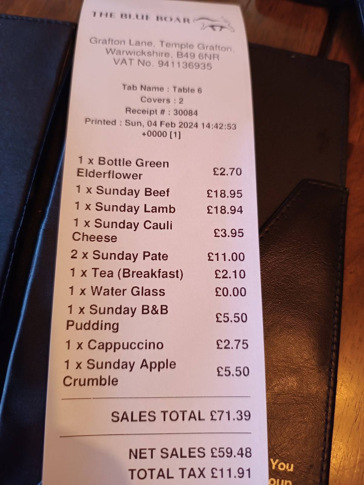 Menu at The Blue Boar Inn pub & bar, Welford-on-Avon, Grafton Lane