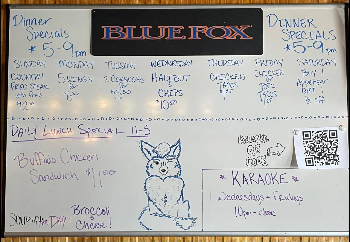 Menu at The Blue Fox pub & bar, Anchorage