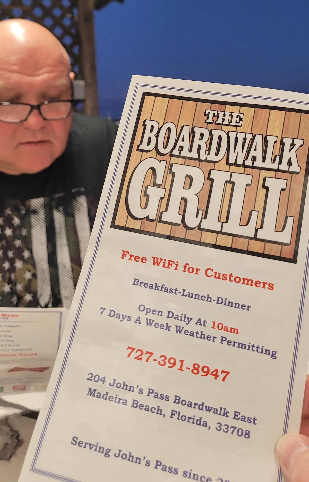 Menu at The Boardwalk Grill restaurant, Madeira Beach, 204 johns pass ...