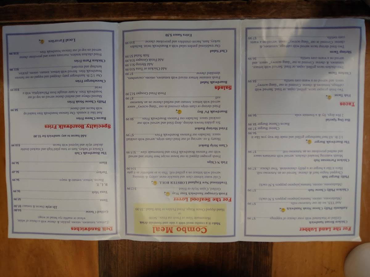 Menu at The Boardwalk Grill restaurant, Madeira Beach, 204 johns pass ...