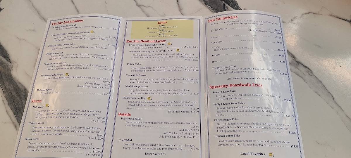 Menu at The Boardwalk Grill restaurant, Madeira Beach, 204 johns pass ...