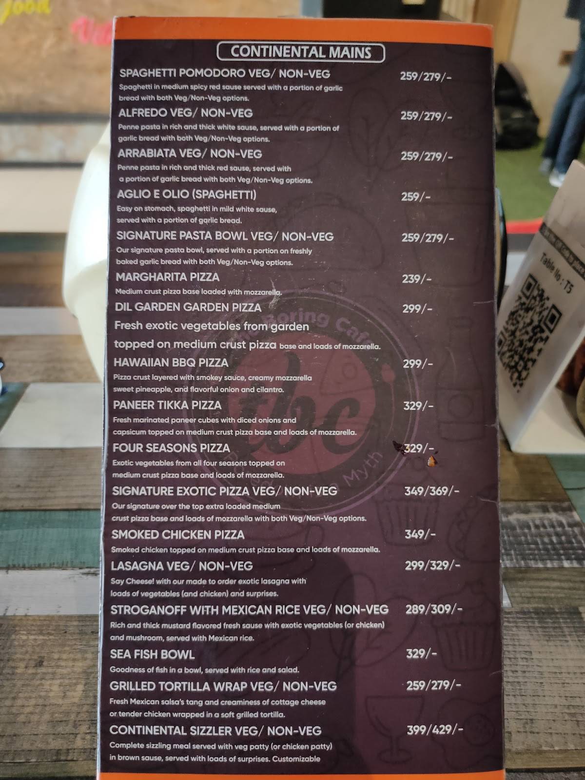 Menu at The Boring Café, Patna