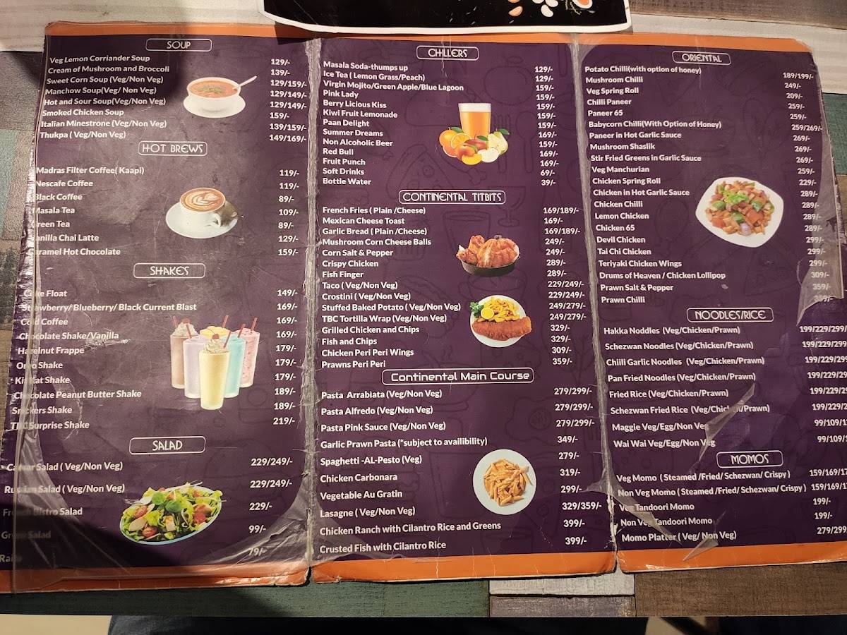 Menu at The Boring Café, Patna