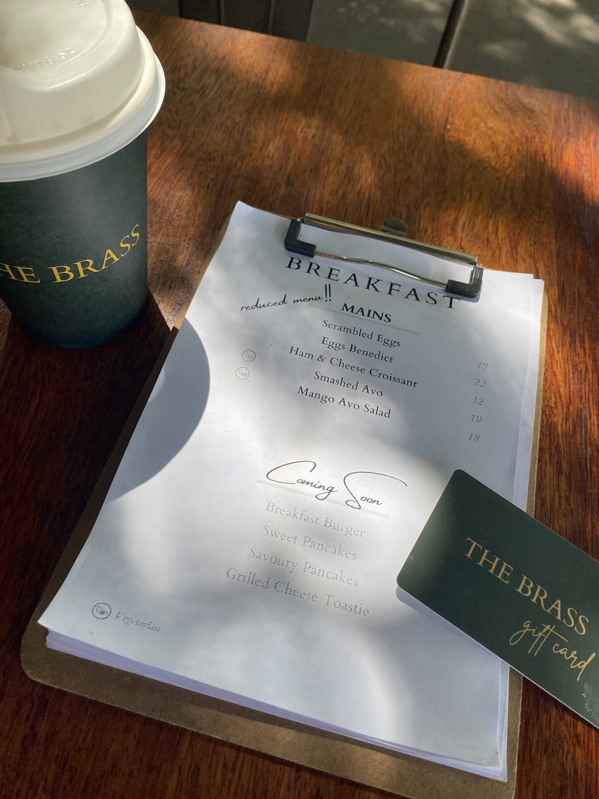 Menu at The Brass cafe, Hendra