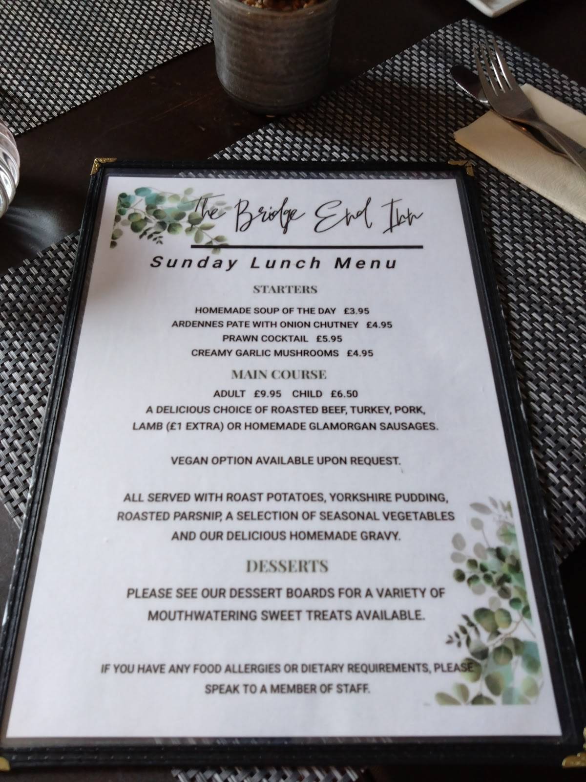 Menu at The Bridgend Inn pub & bar, Birchgrove