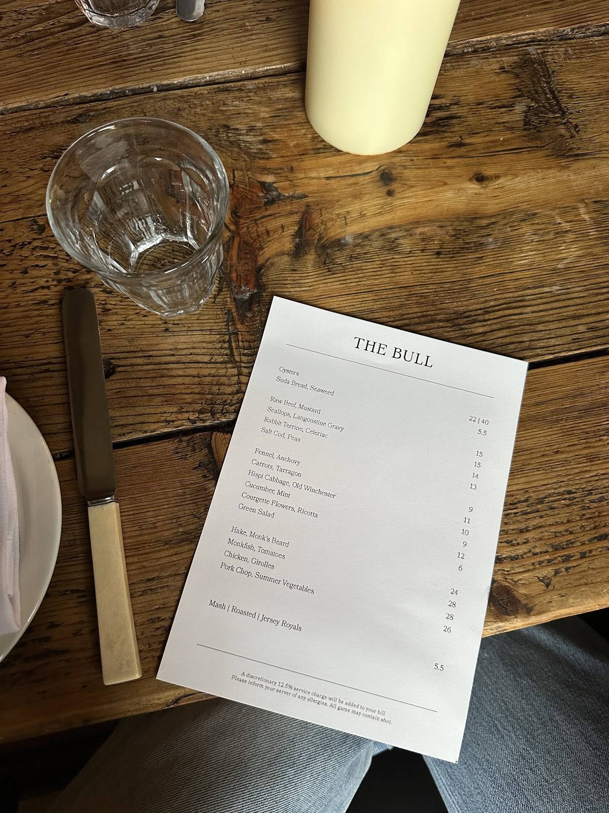 Menu at The Bull - Charlbury pub & bar, Charlbury