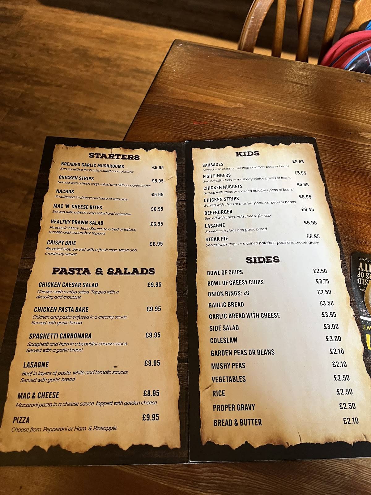 Menu at The Bull Inn pub & bar, Filey, 26 Main St