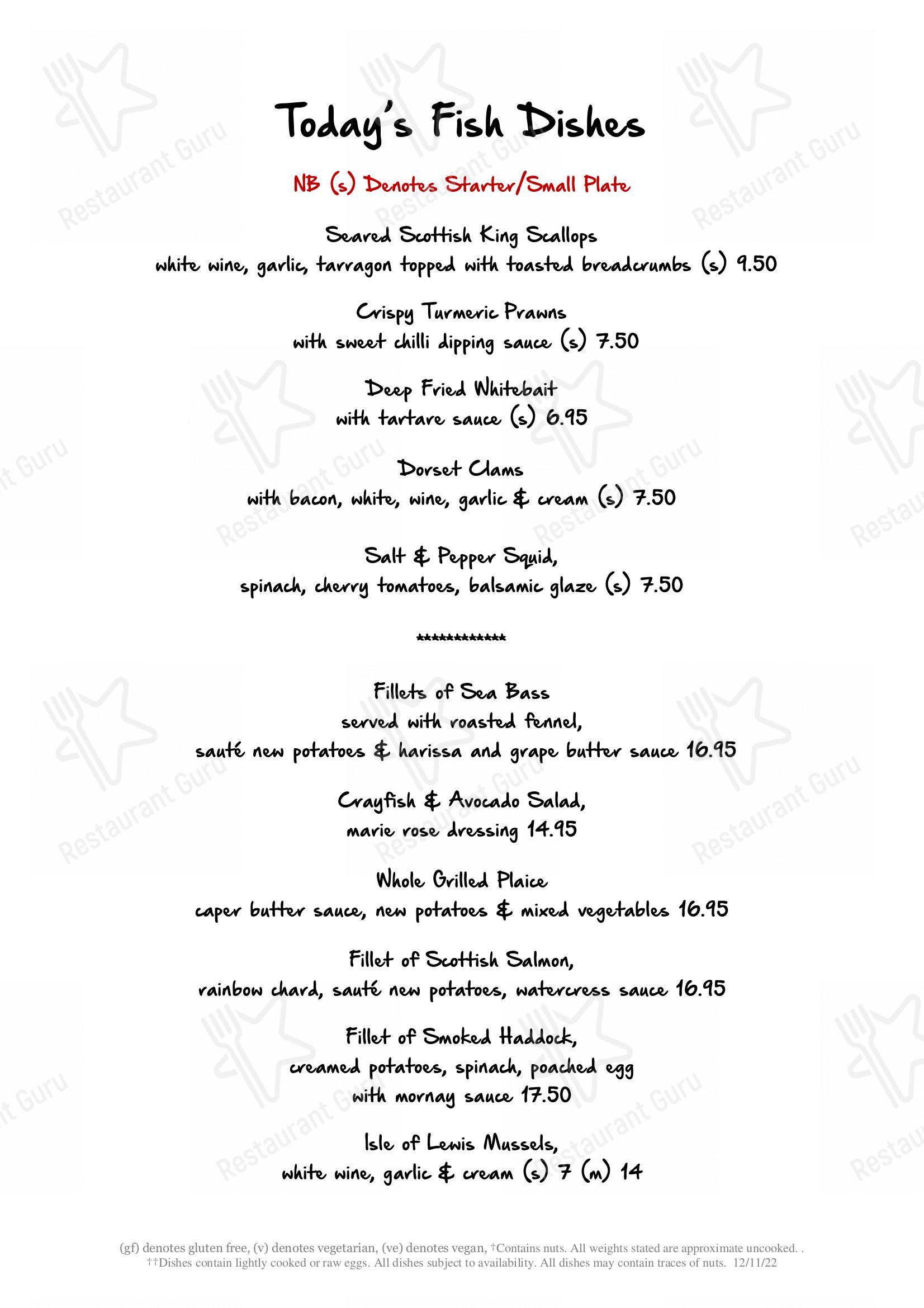 Menu at The Butlers Arms pub & bar, Sutton Coldfield