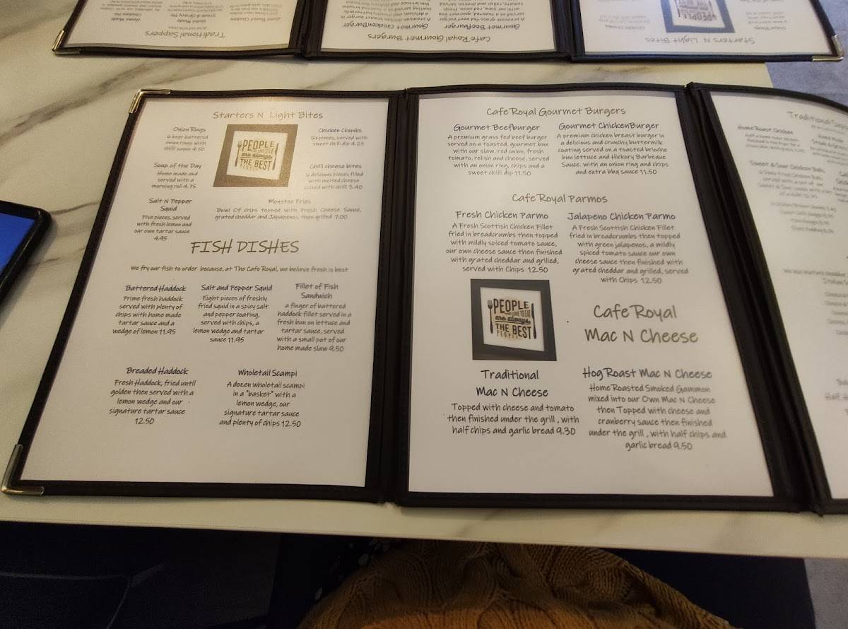 Menu at The Cafe Royal, Annan