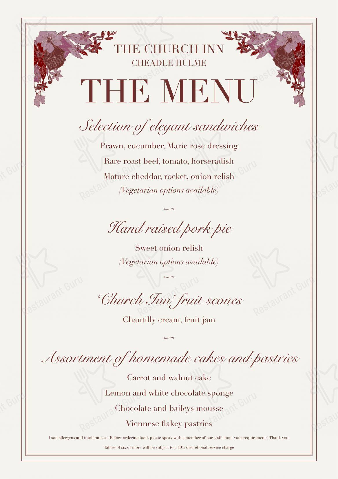 Menu at The Church Inn pub & bar, Cheadle, 90 Ravenoak Rd