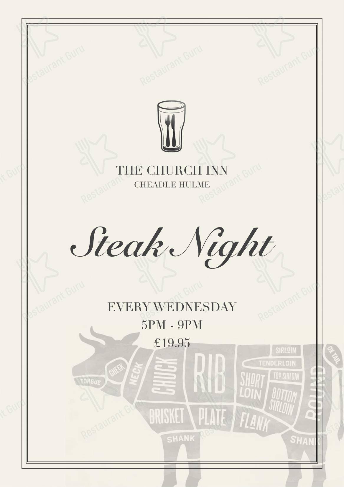 Menu at The Church Inn pub & bar, Cheadle, 90 Ravenoak Rd