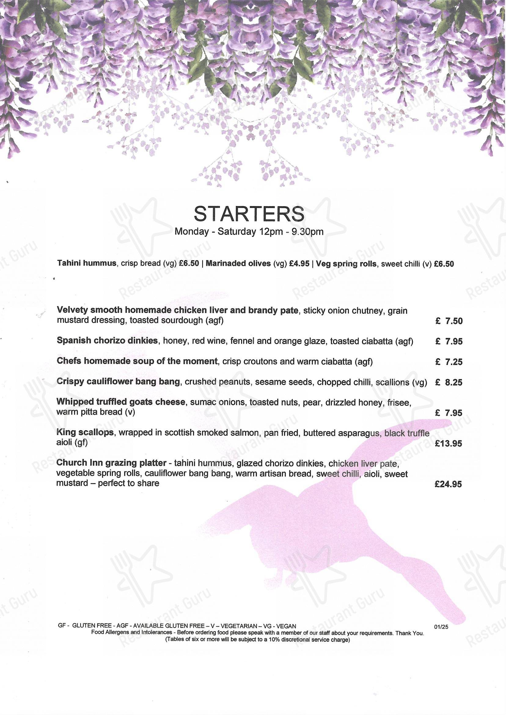 Menu at The Church Inn pub & bar, Cheadle, 90 Ravenoak Rd