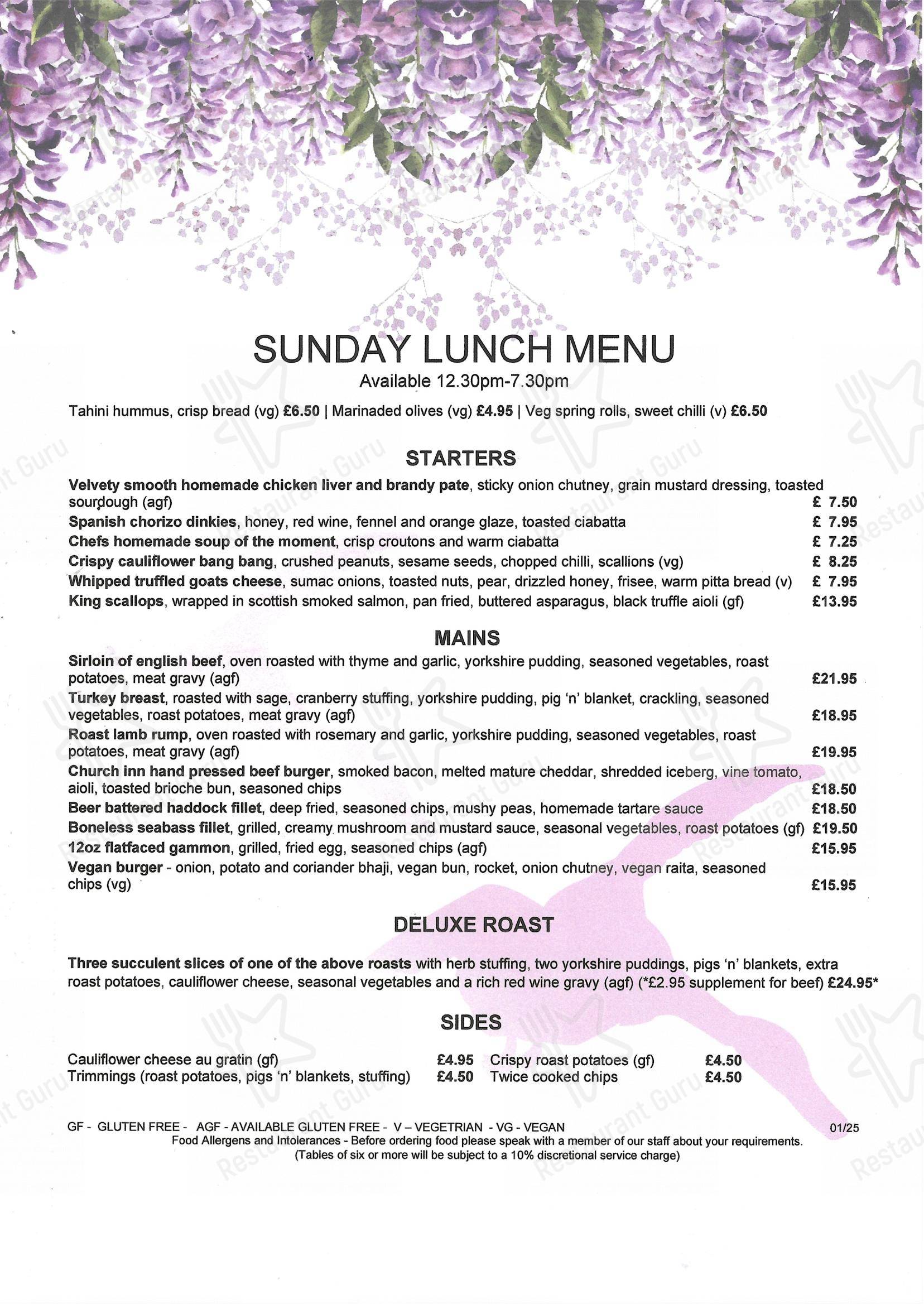 Menu at The Church Inn pub & bar, Cheadle, 90 Ravenoak Rd
