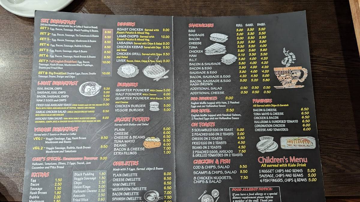 Menu at The Class Cafe (Purley Cafe), Purley