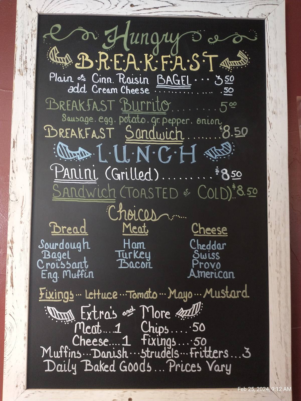 Menu at The Coffee Stop, Big Timber