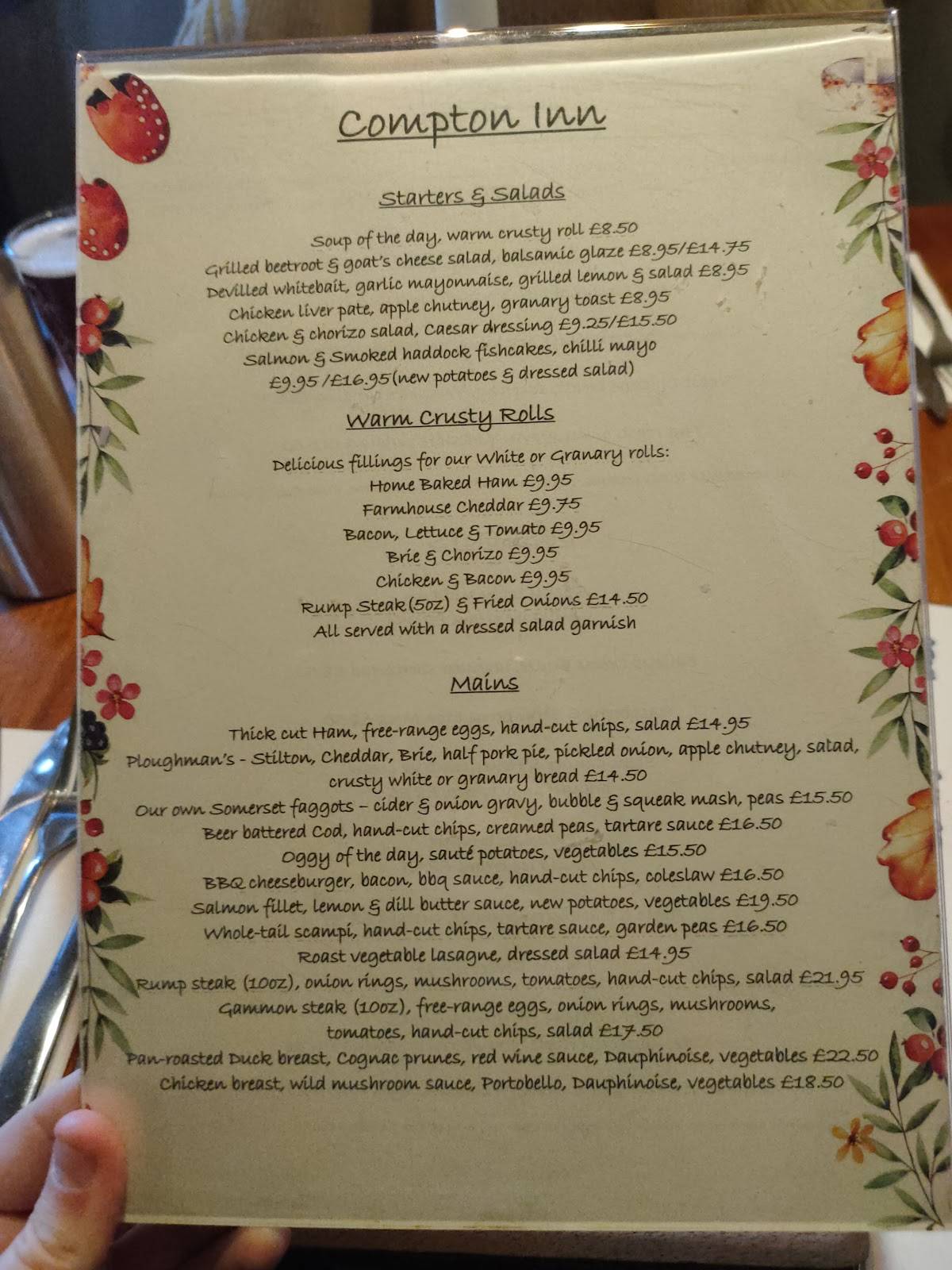 Menu at The Compton Inn pub & bar, Bristol