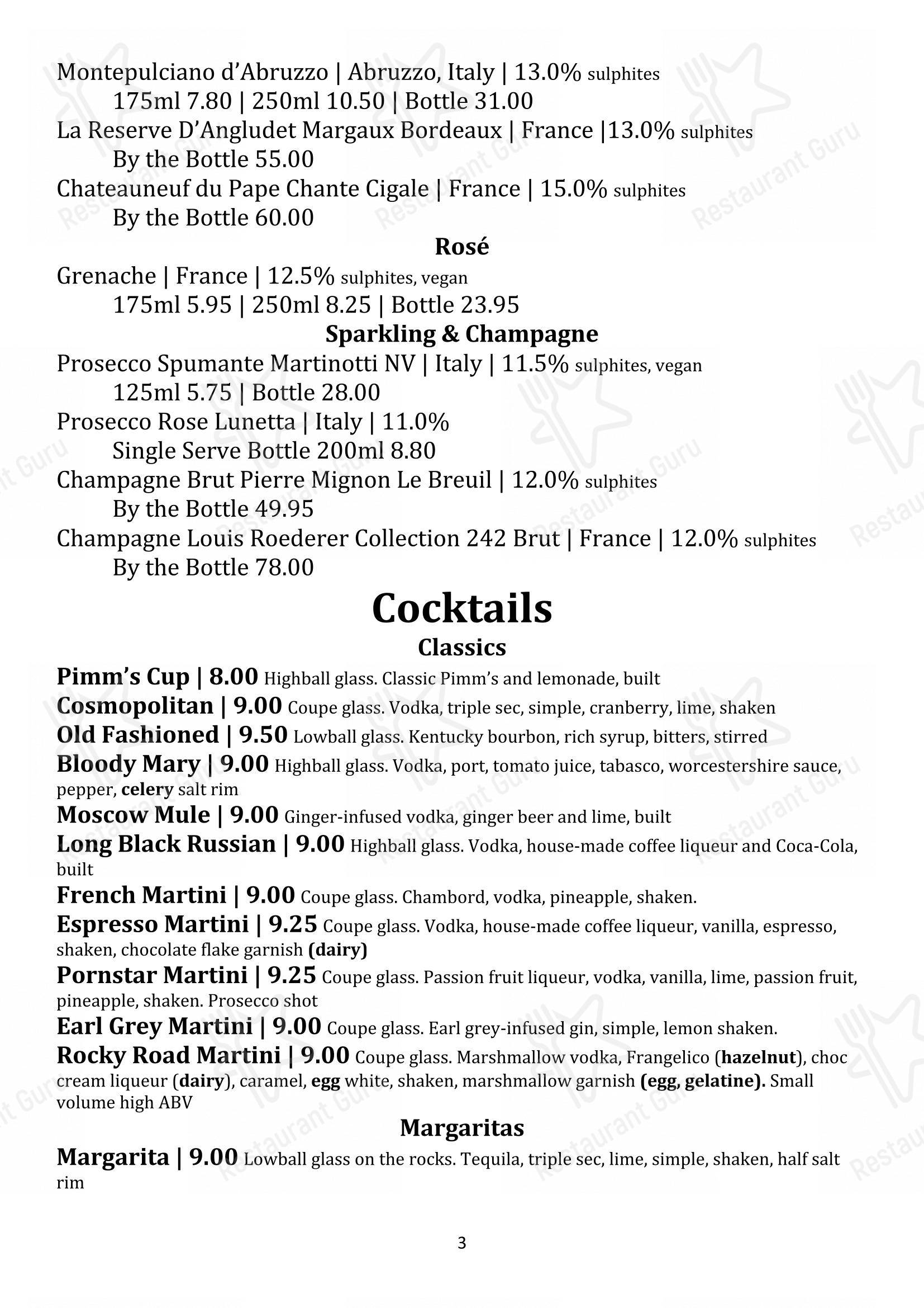 Menu at The Copper Room pub & bar, Stamford