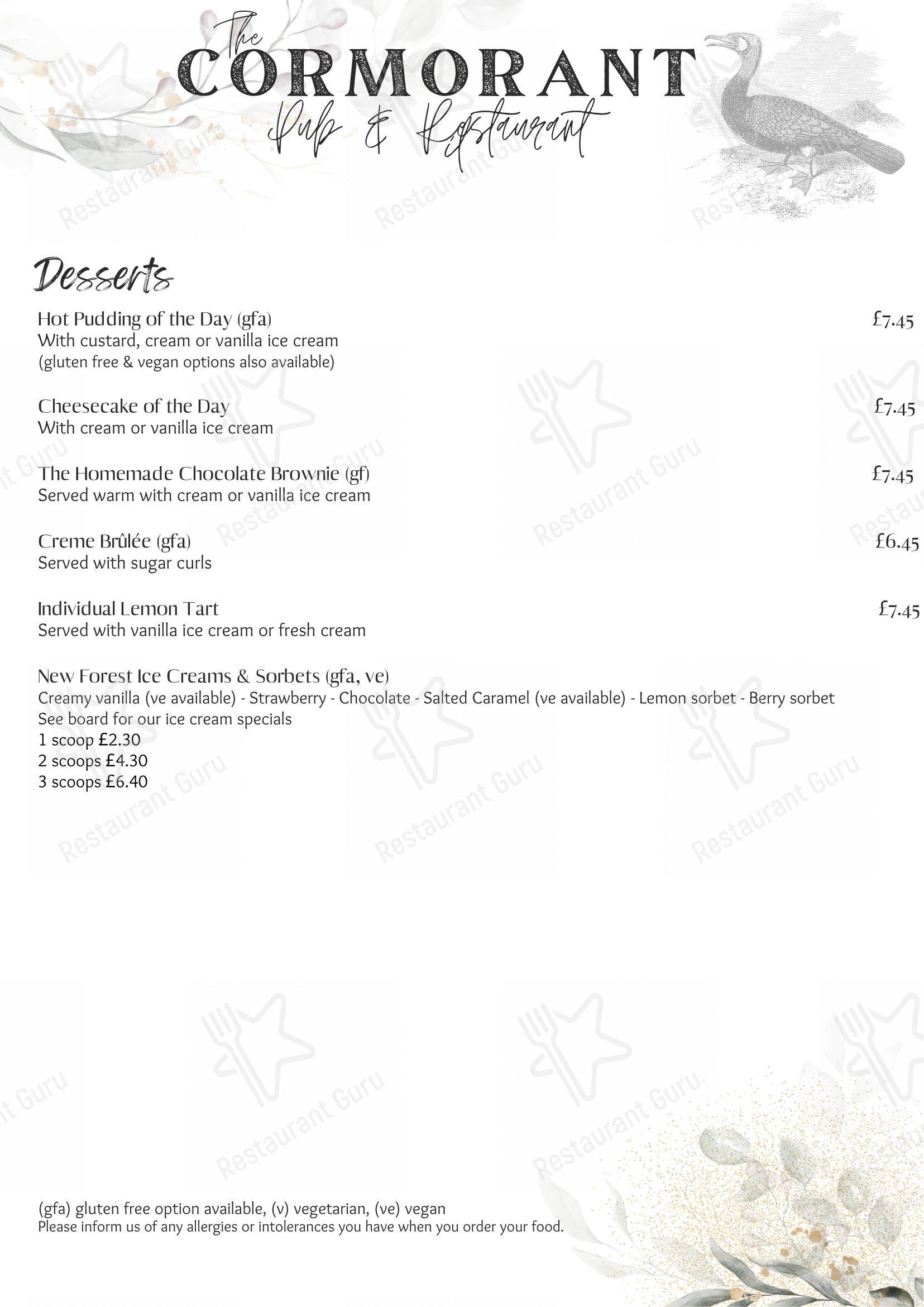 Menu at The Cormorant Pub & Restaurant, Portchester