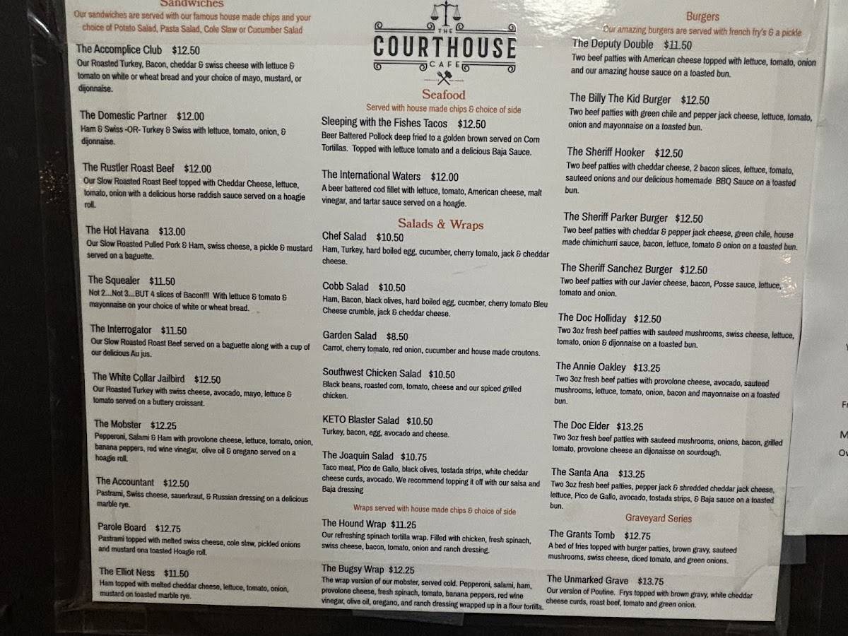 Carta de The Courthouse Cafe LLC, Portales