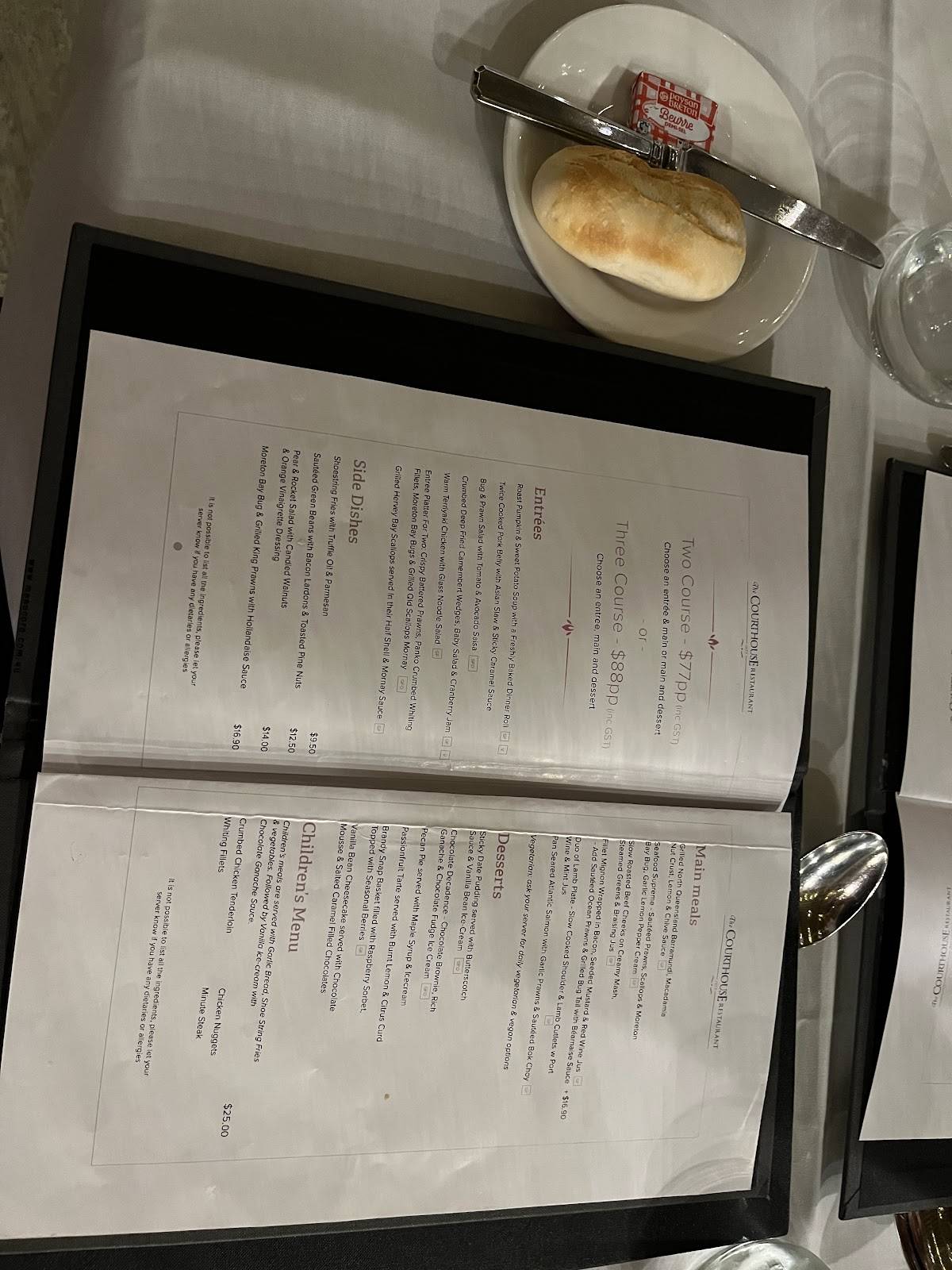 Menu at The Courthouse Restaurant, Cleveland