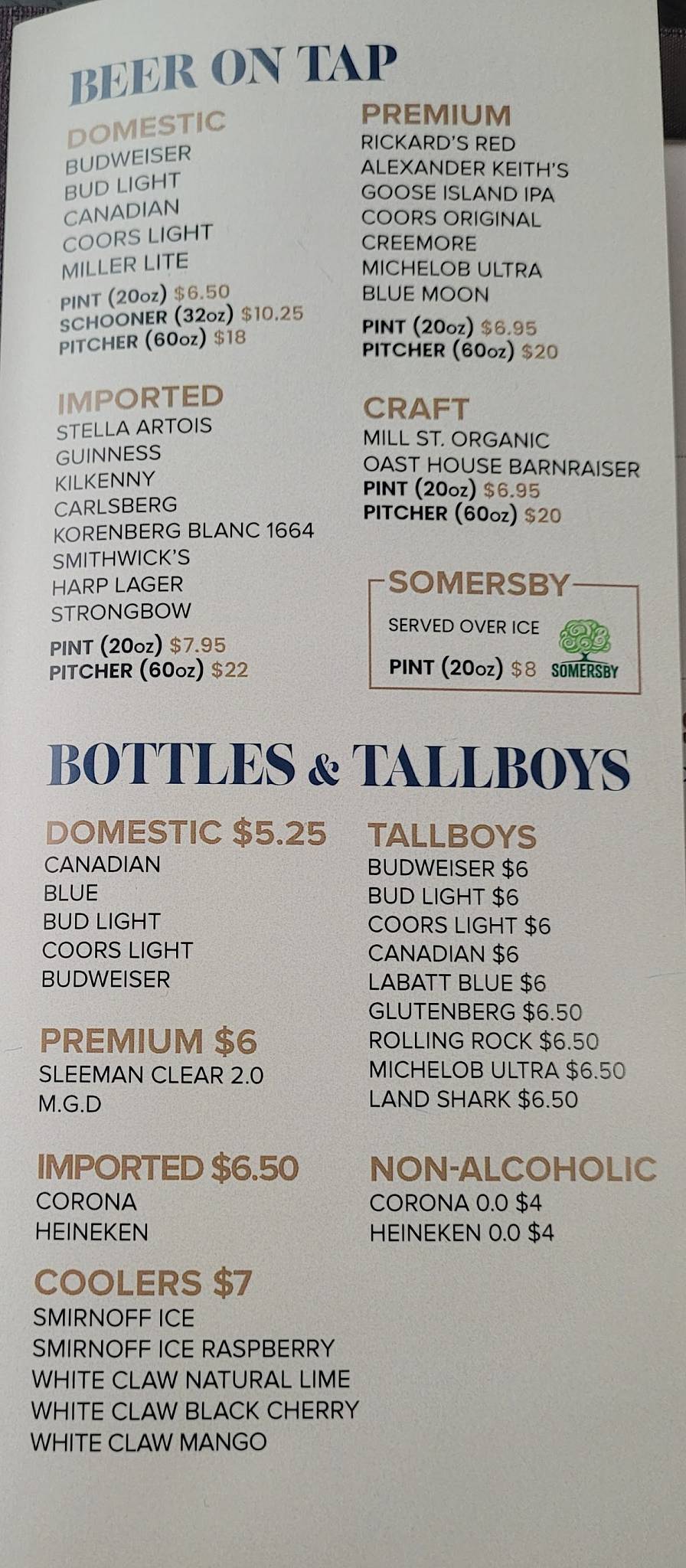 Menu at The Courtyard Bar & Grill, St. Catharines
