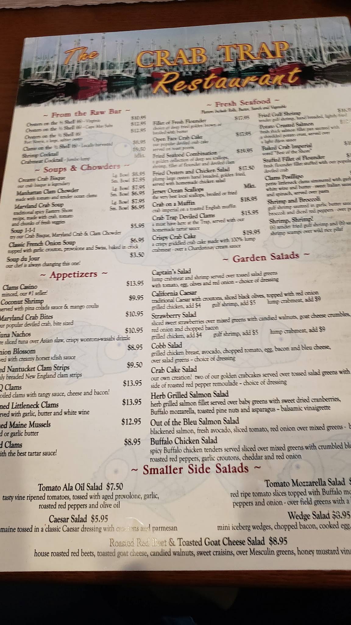 Menu at The Crab Trap pub & bar, Somers Point