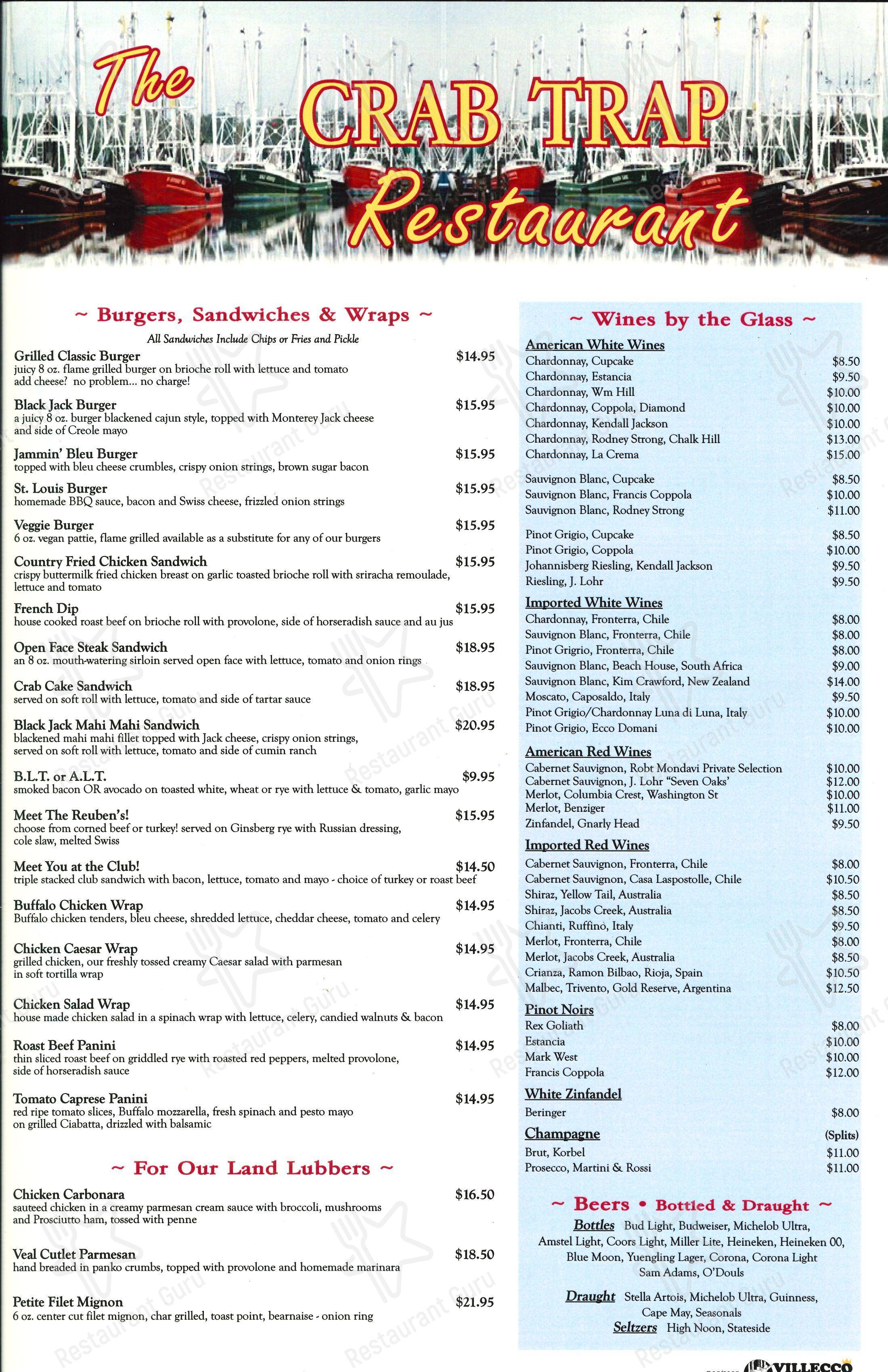 Menu at The Crab Trap pub & bar, Somers Point