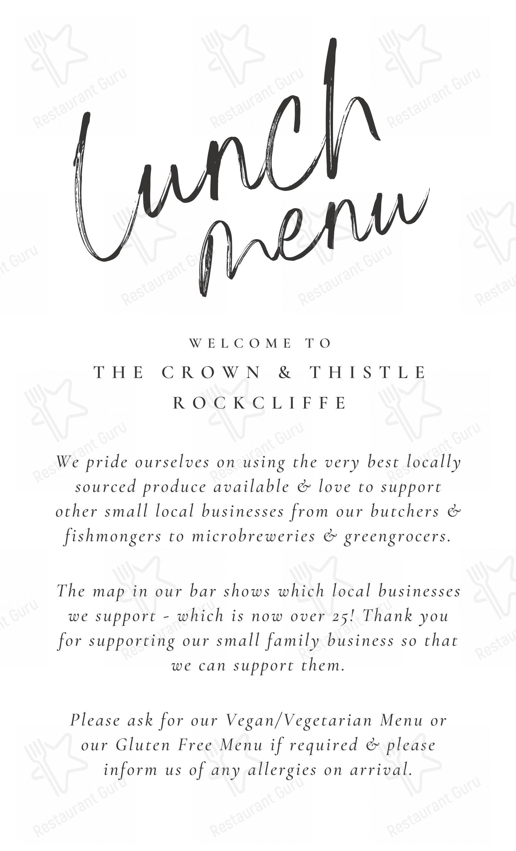 Menu at The Crown & Thistle pub & bar, Carlisle, Rockliffe