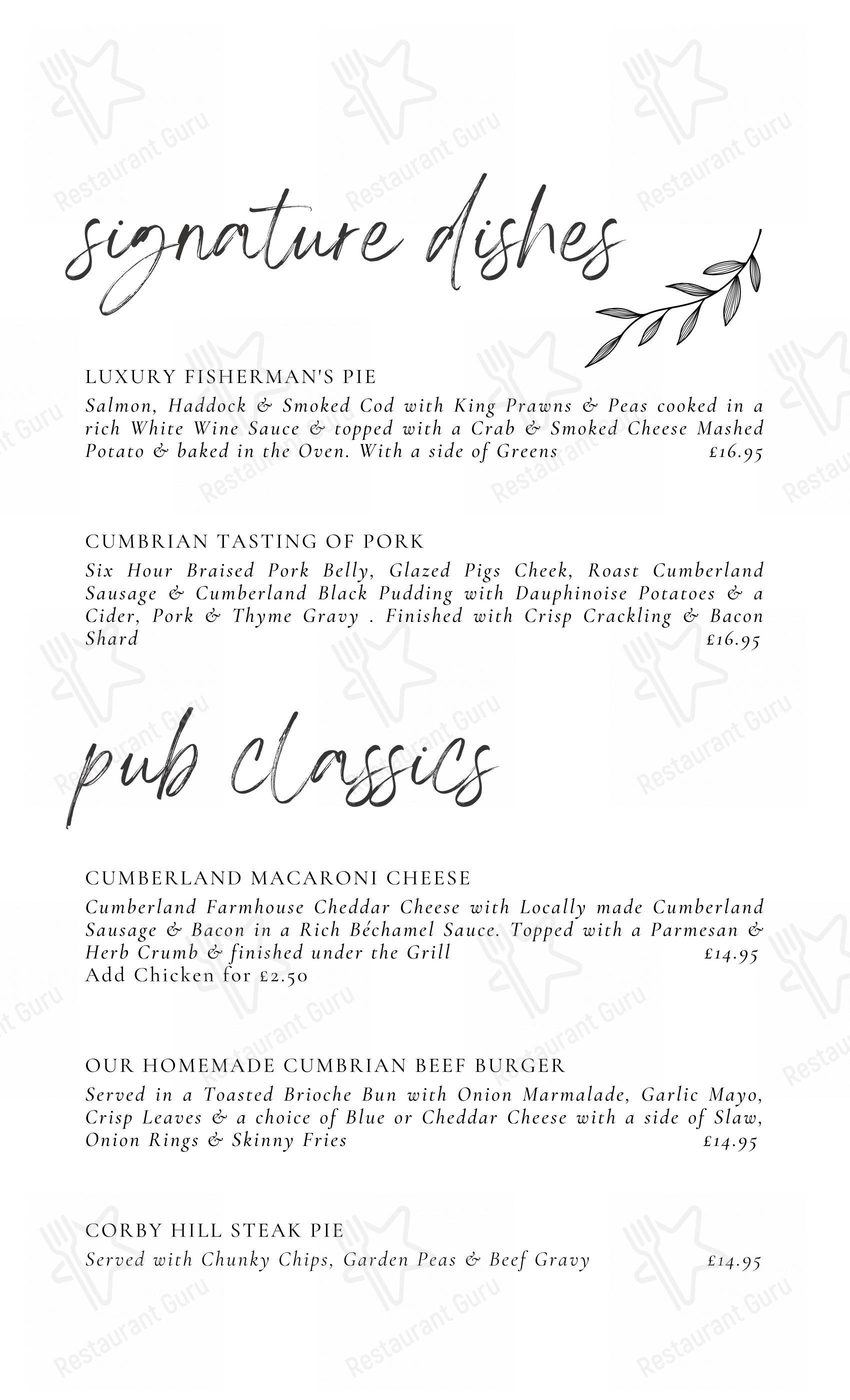 Menu at The Crown & Thistle pub & bar, Carlisle, Rockliffe
