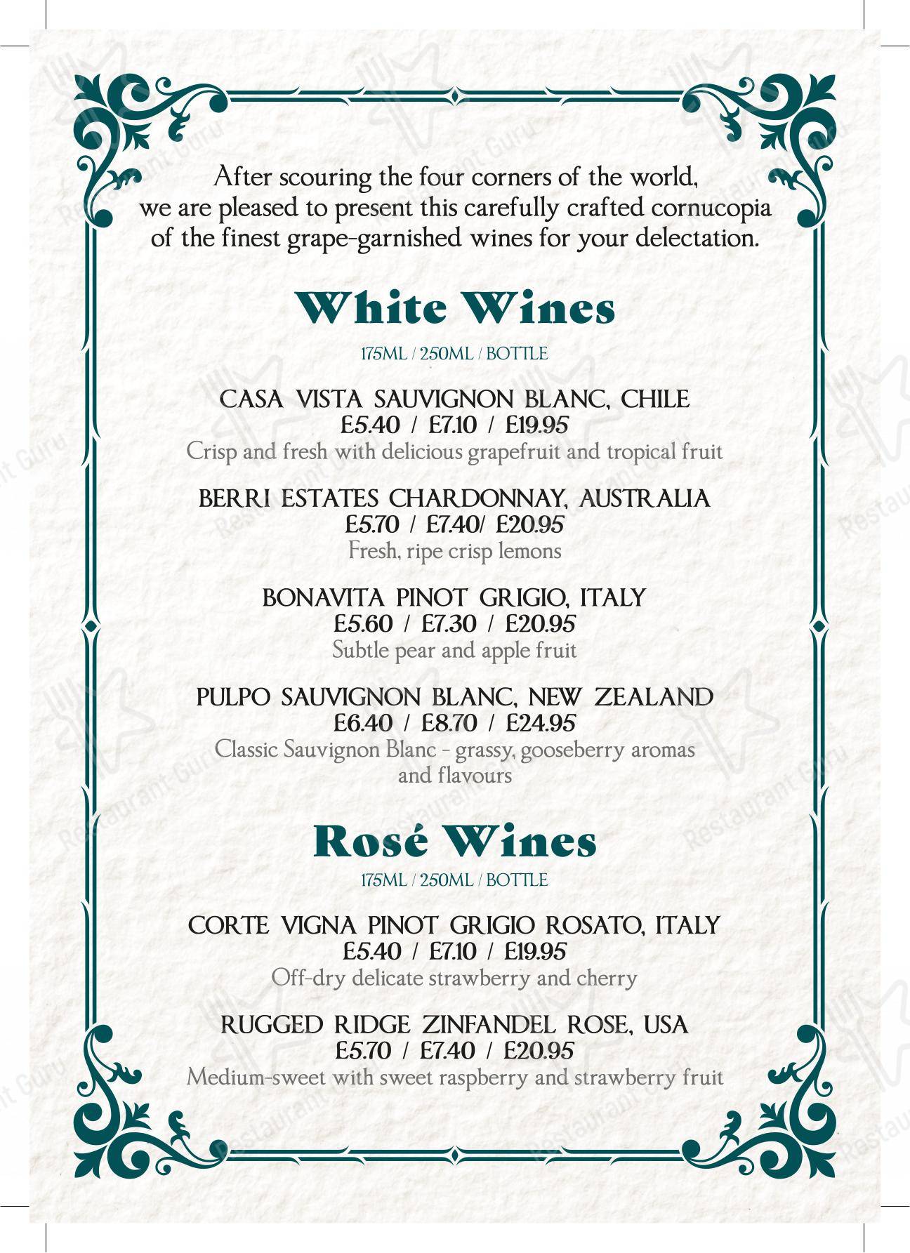 Menu at The Devonshire pub & bar, Belper