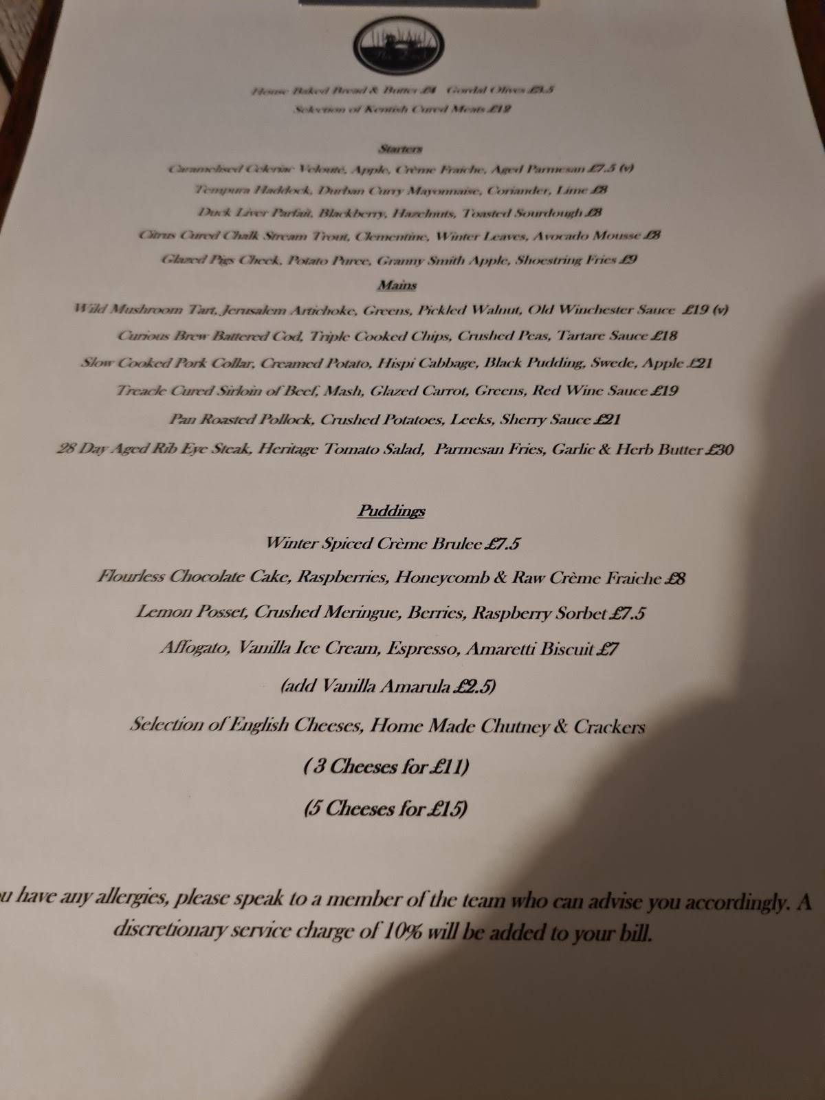 Menu at The Duck Inn pub & bar, Canterbury, Pett Bottom Rd