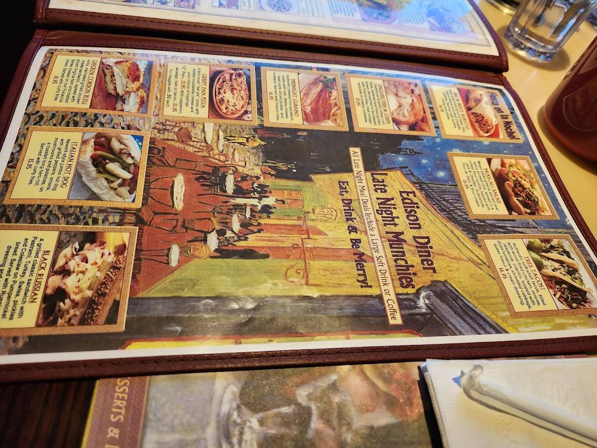 Menu at The Edison Diner restaurant, Edison